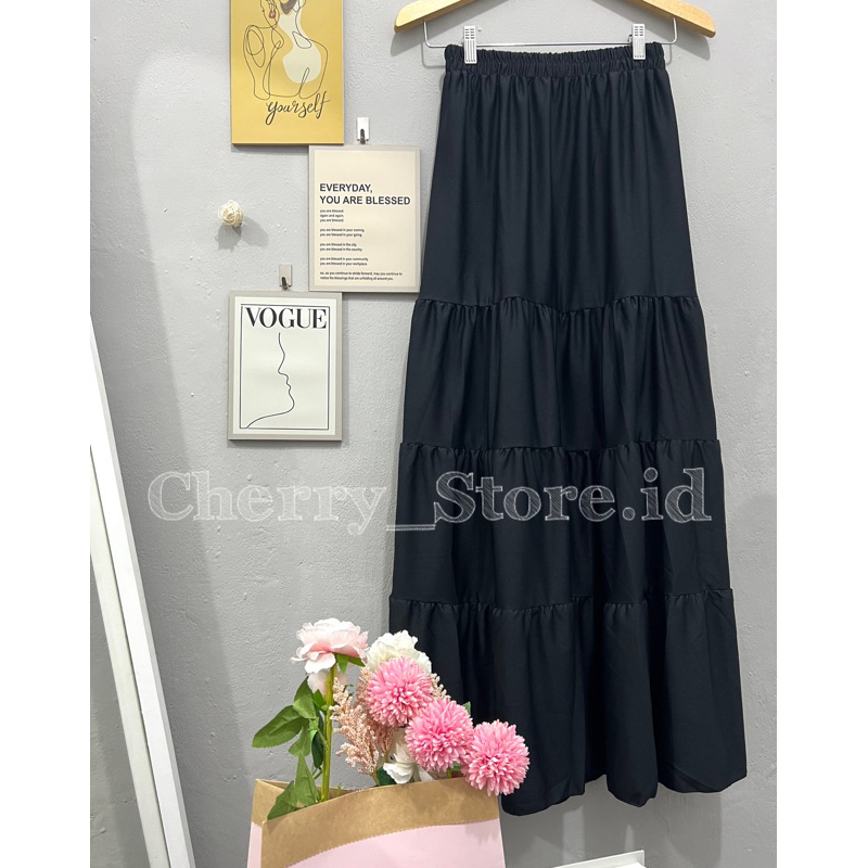 Jual Cherry_Ruffle Skirt 4 susun / rok wanita korea / skirt korean ...