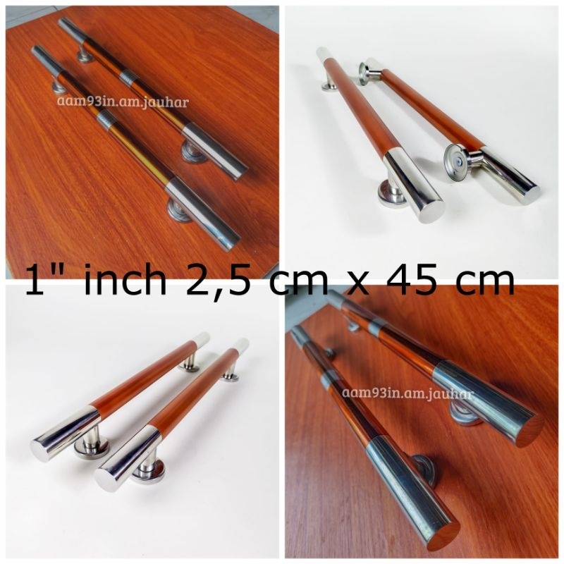 Jual Handle pintu rumah bulat panjang 45 cm coklat kayu natural cw ...