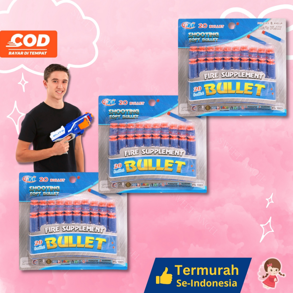 Jual peluru nerf soft bullet gun pistol busa fire supplement isi 20pcs ...