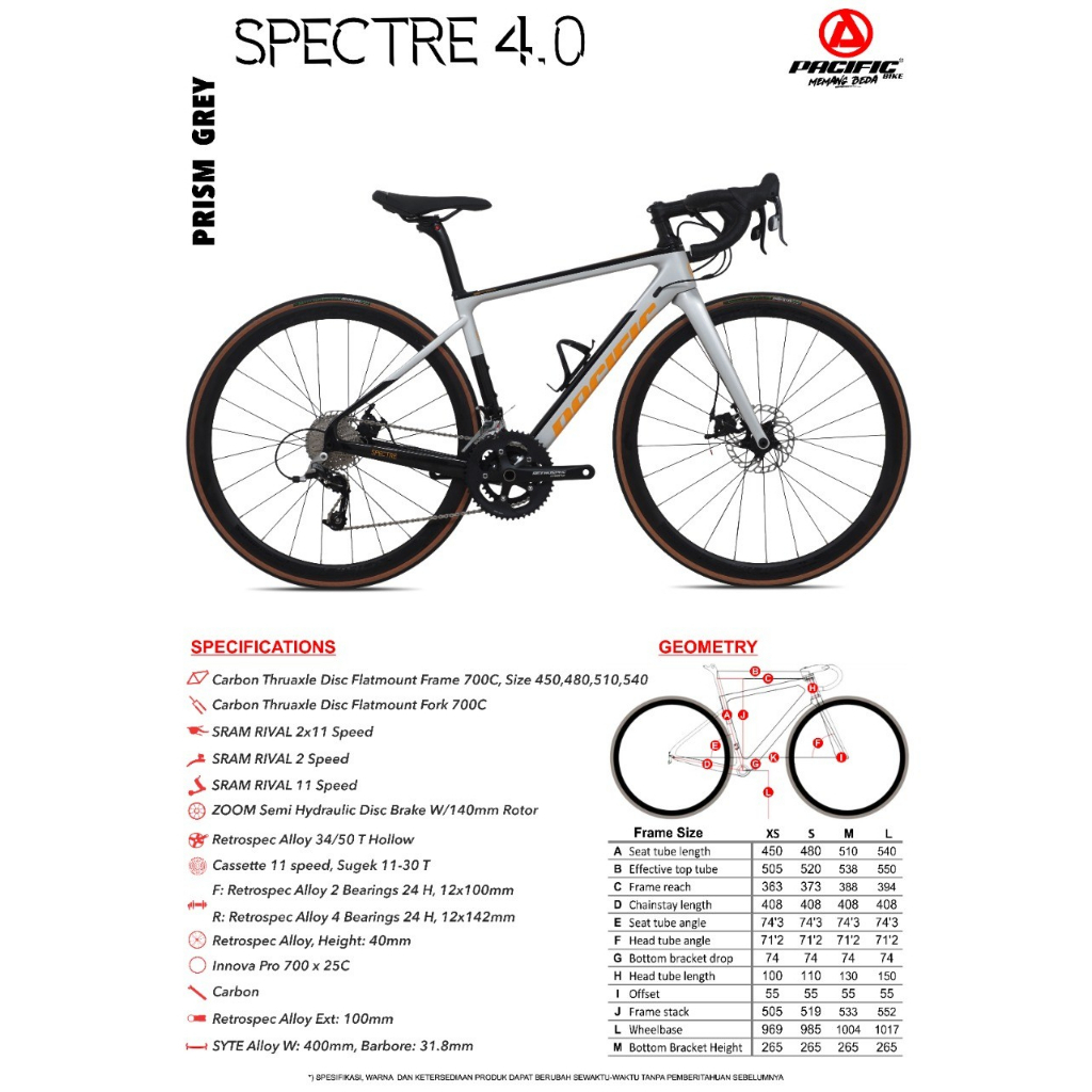 Jual Sepeda Pacific 4.0// 700C Road Bike Carbon// Spectre 4.0 Original ...