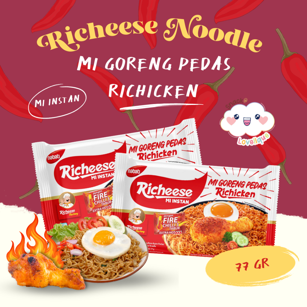 Jual Nabati Richeese Mi Goreng Pedas Extra Hot - Instant Noodle / Mie ...