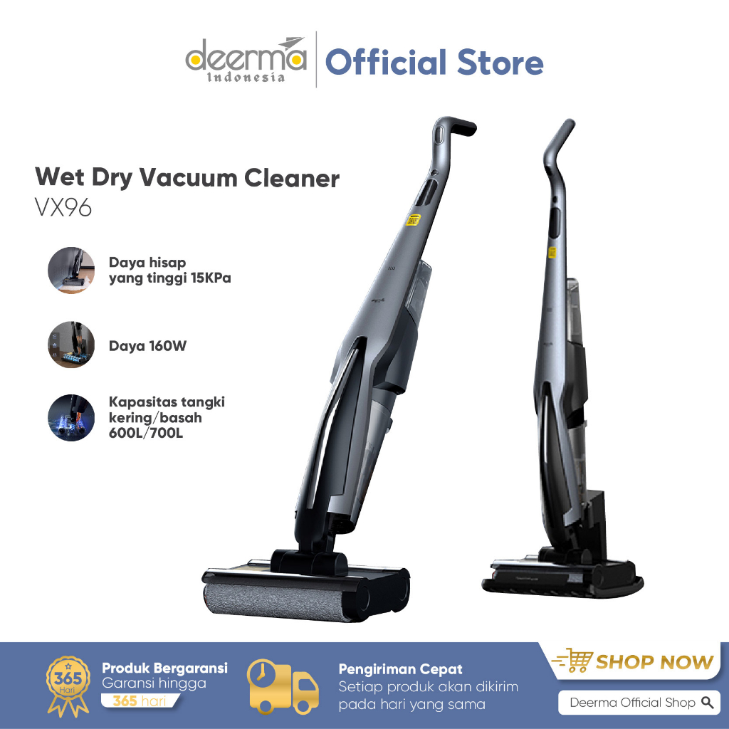 Jual Deerma VX96 15Kpa Cordless Wet Dry Vacuum Cleaner Double Roller ...