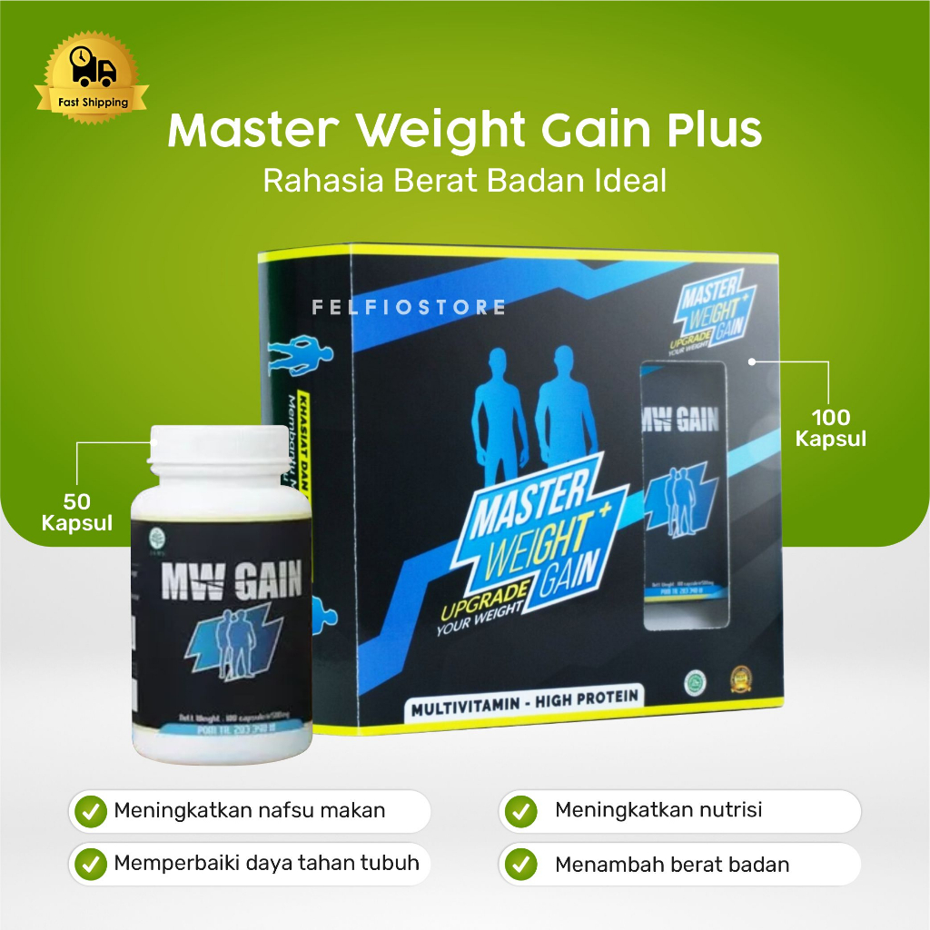 Jual Master Weight Gain Plus 100% Mwgain Suplemen Penggemuk Badan ...