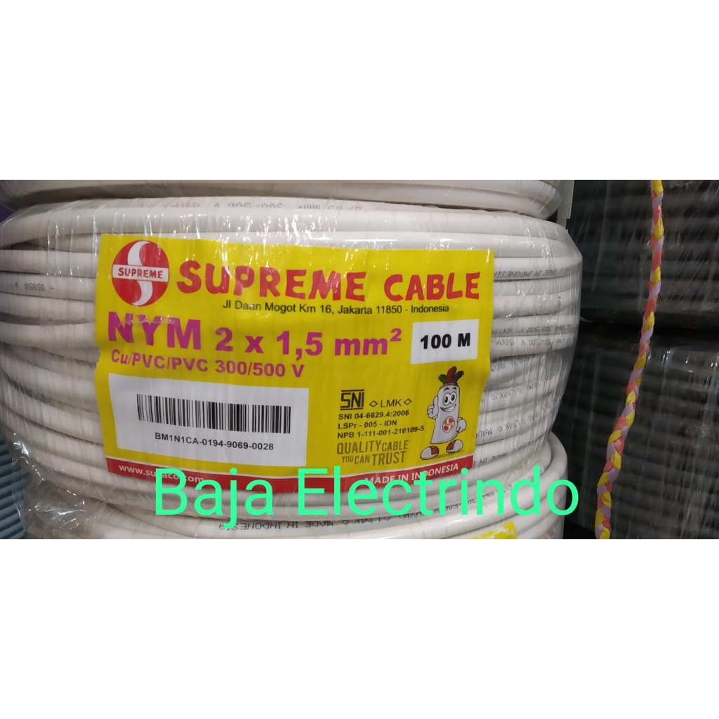 Jual Kabel Listrik Tunggal isi 2 NYM 2X1,5mm SUPREME @100m NYM 2X1,5 2X1.5 mm 2X1.5mm | Shopee ...