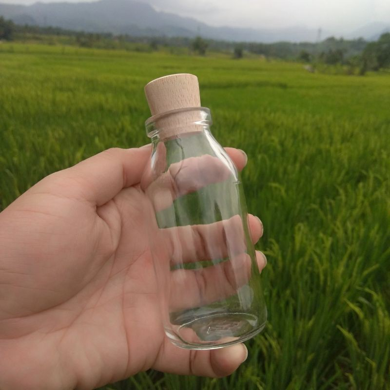 Jual BOTOL KACA 120ML FREE TUTUP KAYU isi 8 pcs /BOTOL DEKOR DIY ...