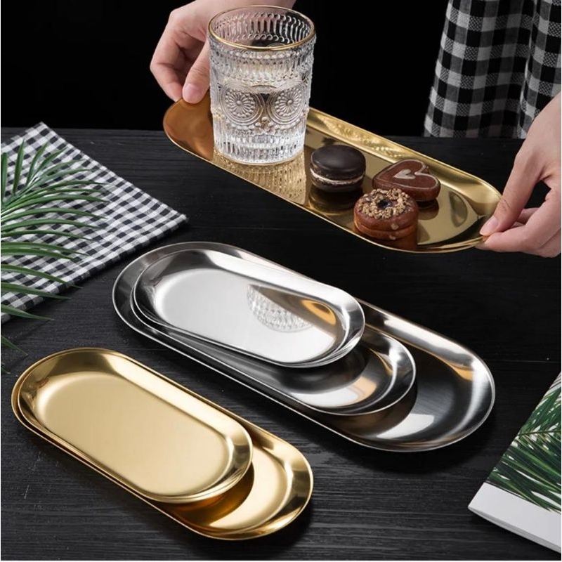 Jual Piring Nampan Sultan Gold Mewah Elegan / Nordic Gold Tray Plate ...