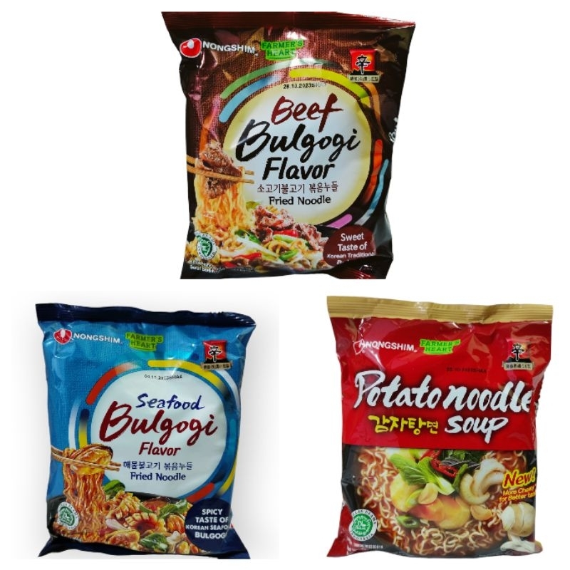 Jual Nongshim Beef Bulgogi, Seafood Bulgogi 105 gr, Potato Noodle 110 ...