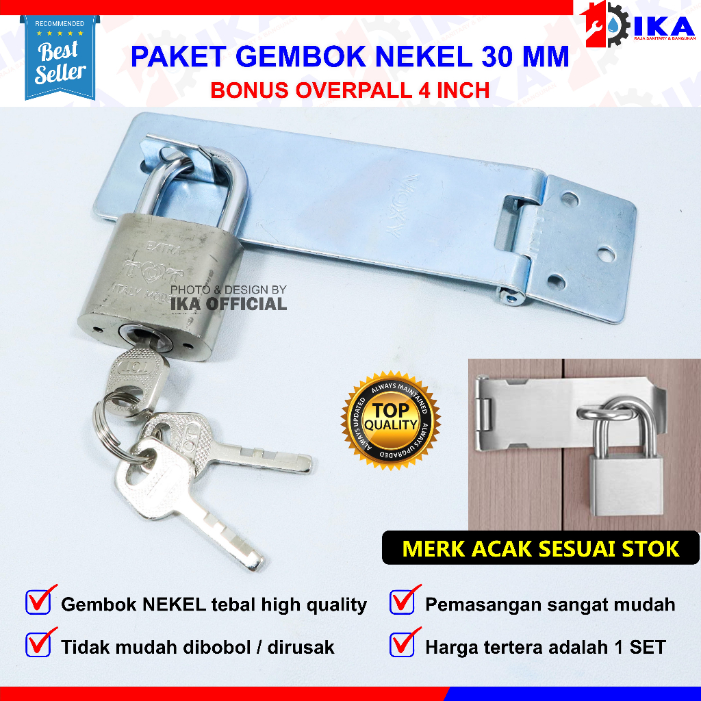 Jual Paket gembok nekel 30mm + cantolan gembok 4inch | Shopee Indonesia