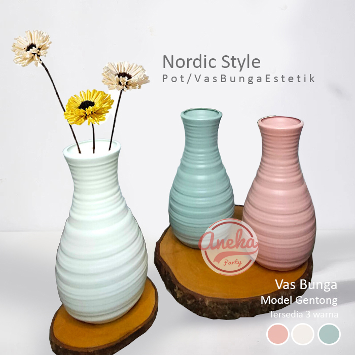 Jual Vas Bunga Plastik Estetik / Vas bunga minimalis / Pot Bunga Warna ...