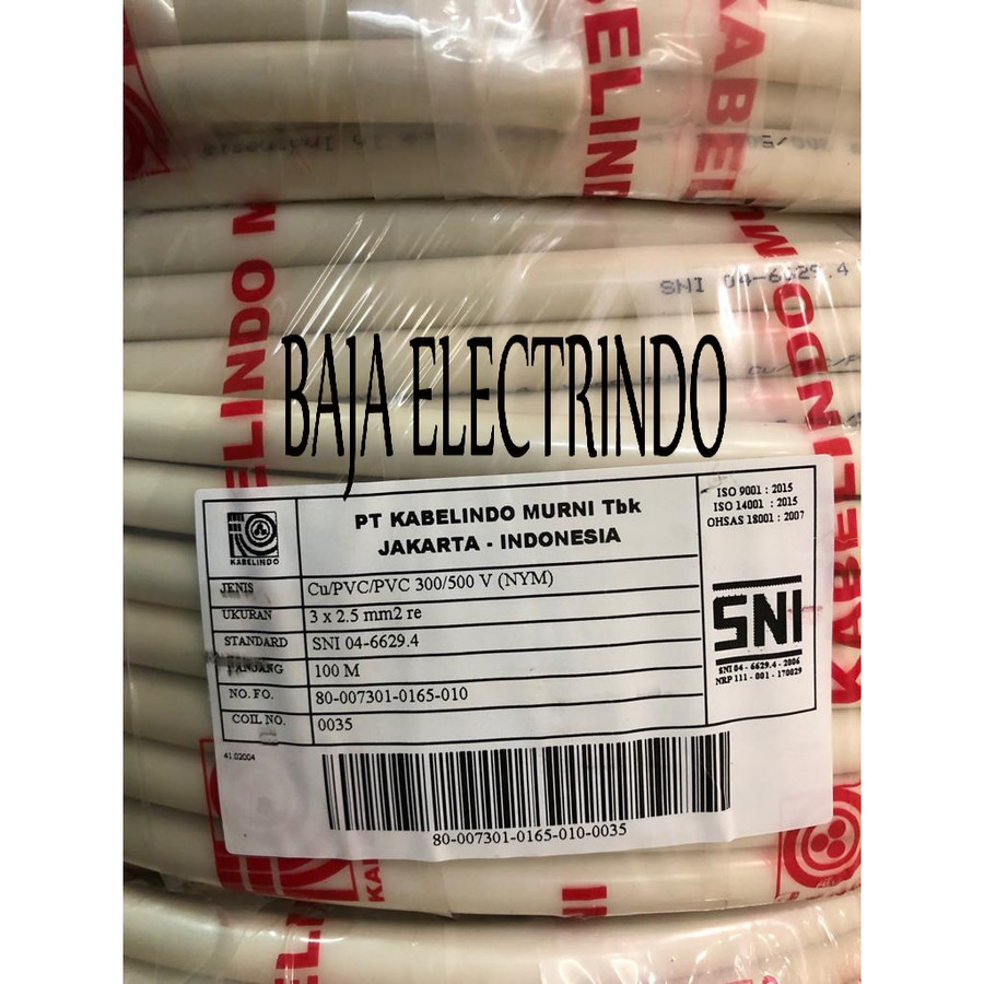 Jual Kabel Listrik NYM 3x2,5mm KABELINDO @100m NYM 3x2,5 3x2.5 mm 3x2 ...