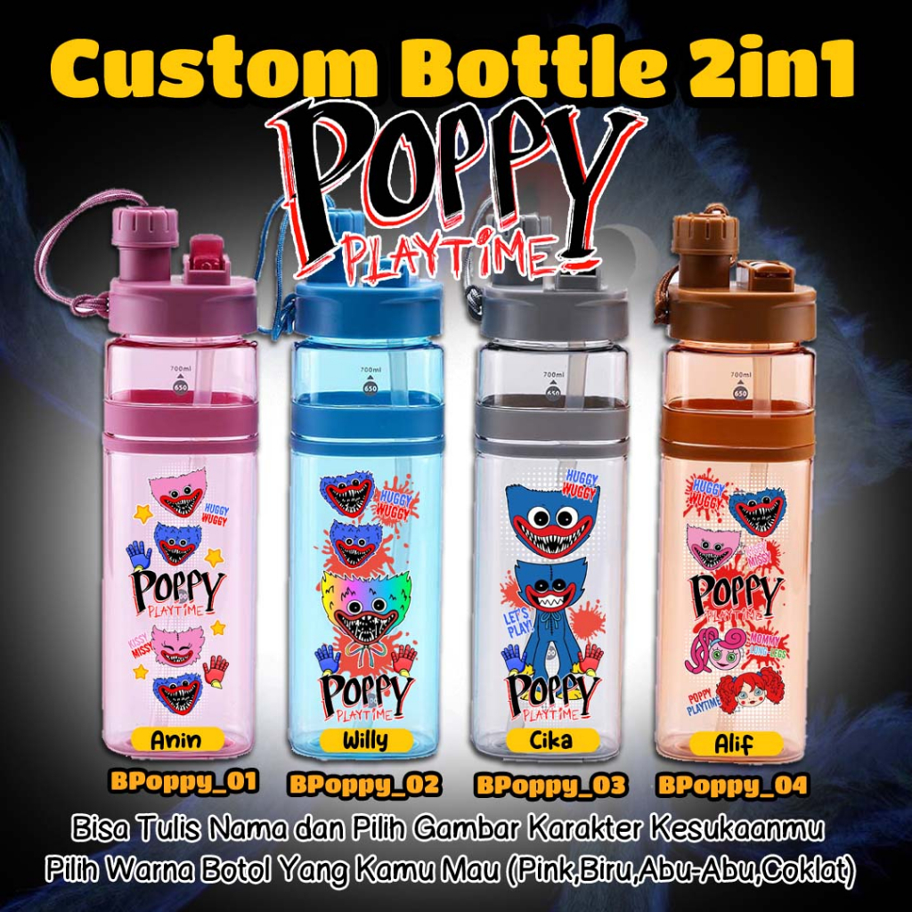 Jual BOTOL MINUM CUSTOM 2 IN 1 DESAIN KARTUN GAME POPULER POPPY PLAY/T1ME POPI GAME HAGI WAGI ...