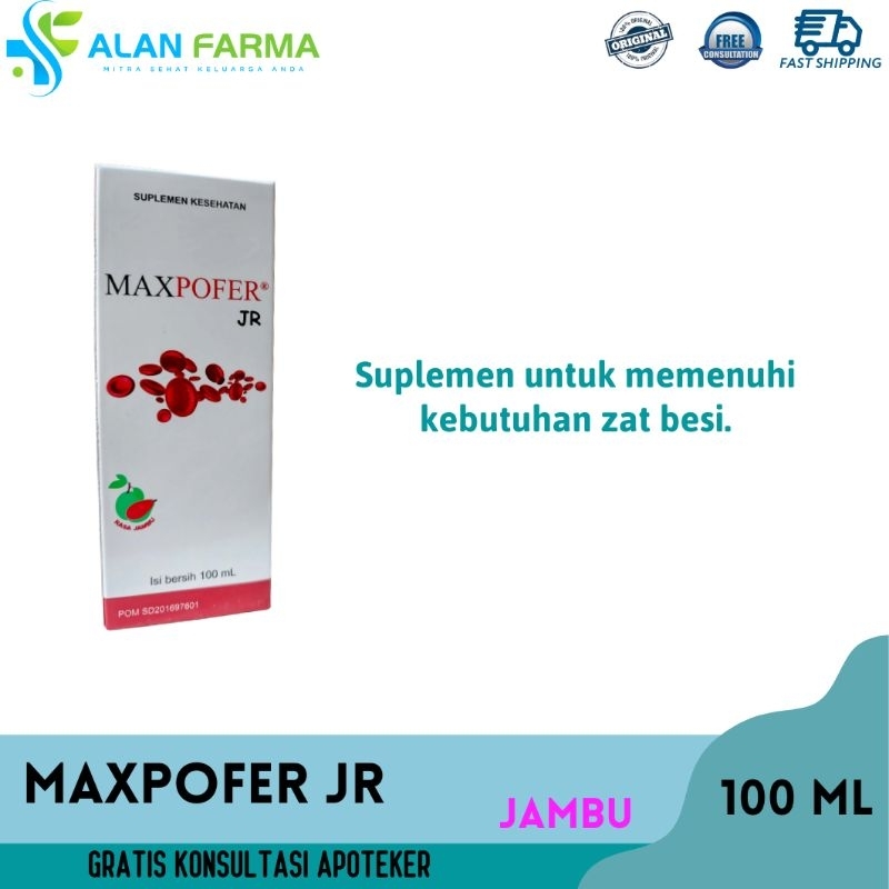 Jual Maxpofer Jr Sirup | Maxpofer Sirup 100 mL | Suplemen Zat Besi Anak ...