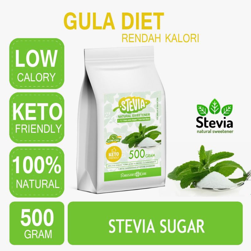 Jual Gula Stevia Bubuk Halus Stevia Sugar Powder Kemasan 500 gram ...