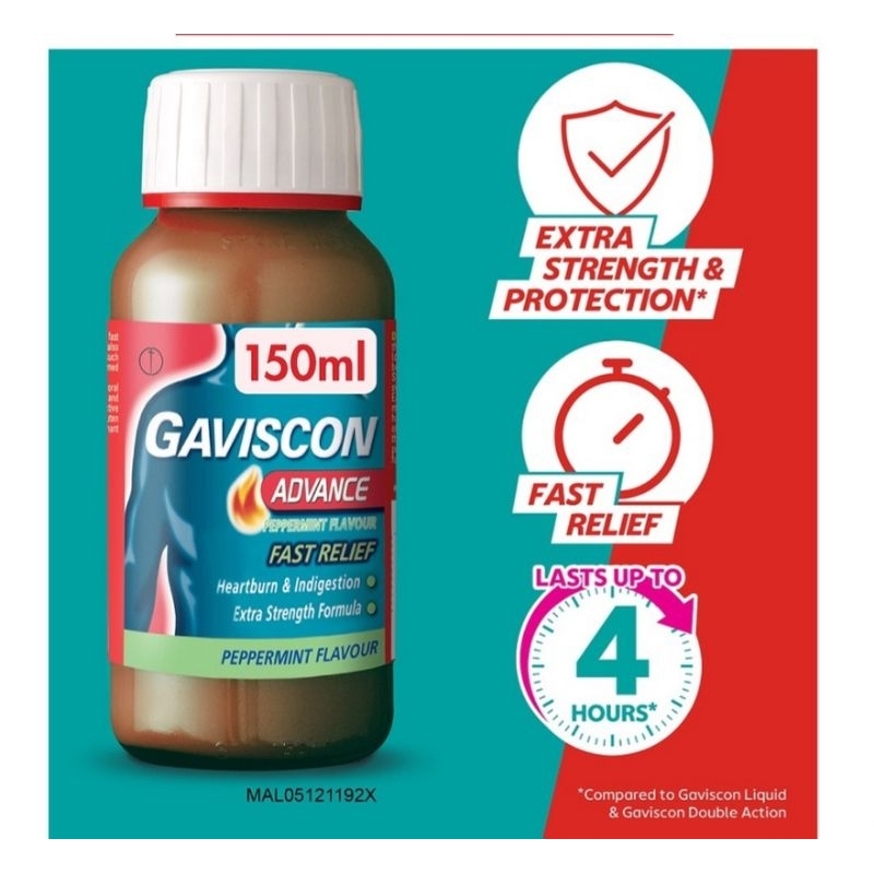 Jual GAVISCON ADVANCE LIQUID 150 ML ORIGINAL IMPOR OBAT MAAG HEARTBURN ...