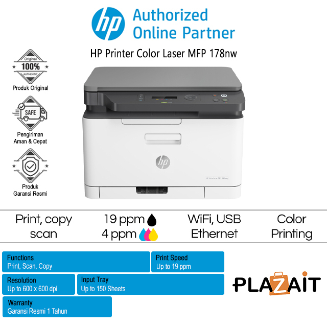 Jual Printer HP Color LaserJet MFP 178nw - Print Scan & Copy Wi-Fi | Shopee Indonesia