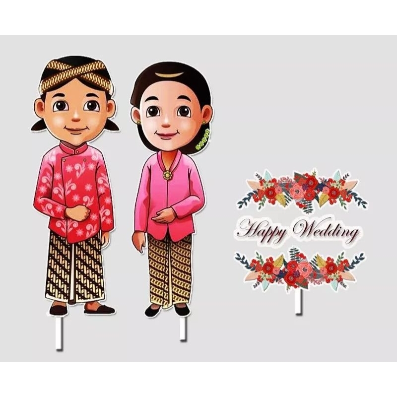 Jual topper hiasan tusukan kue cake nasi tumpeng happy wedding pakaian ...