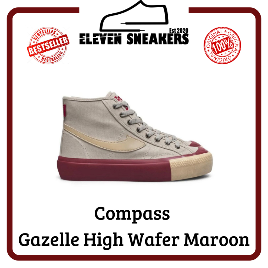 Jual [ 100% Original ] Compass gazelle high wafer maroon | Shopee Indonesia