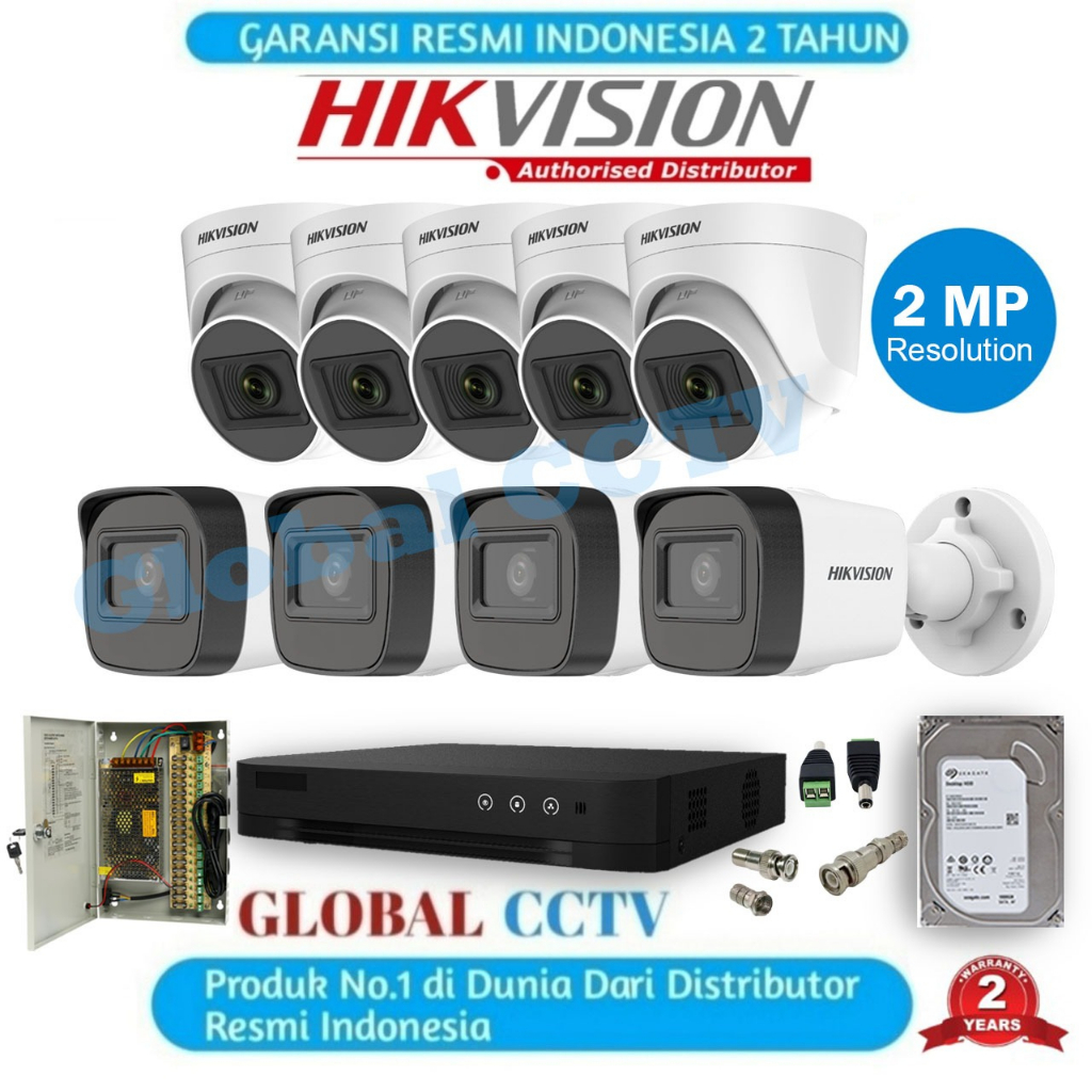 Jual PAKET HIKVISION 9 CAMERA 2MP+HARDISK 2TB PAKET TURBO HD PAKET ...