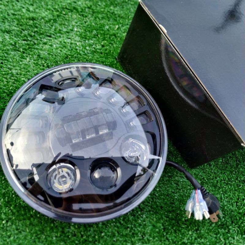 Jual Headlamp Daymaker 19 Led 7 Inch Dus Hitam Polos Import 90 Watt ...