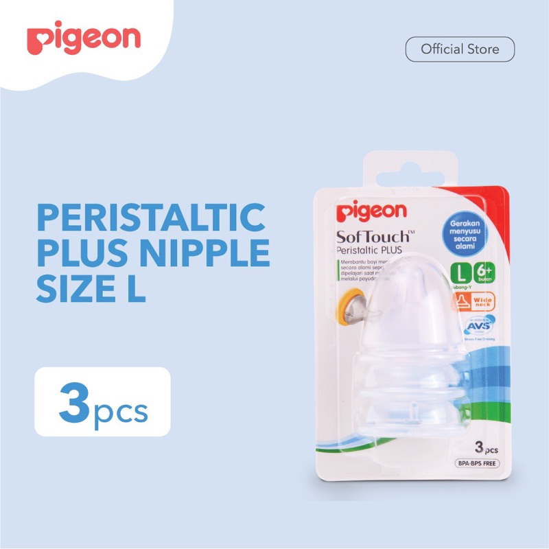 Jual Makassar ! PIGEON Nipple Peristaltic Plus Wide Neck size L isi 3 / Karet Dot bayi Botol ...