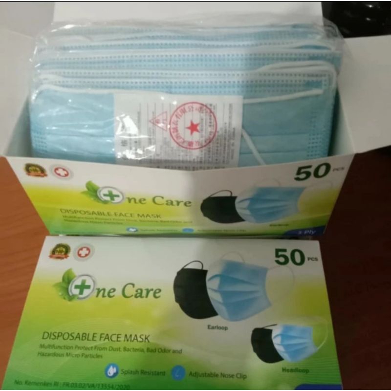 Jual Masker 3 ply One Care 100 pcs ( Dapat 2 Box) | Shopee Indonesia