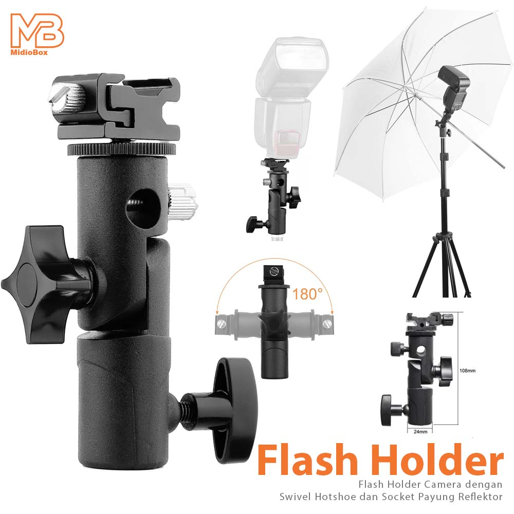 Jual Kamera Flash Holder dengan Swivel Hotshoe dan Socket Payung ...