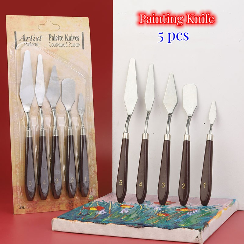 Jual Promosi! Set Isi 5 Spatula Lukis Painting Knife Pisau Palet Lukis ...