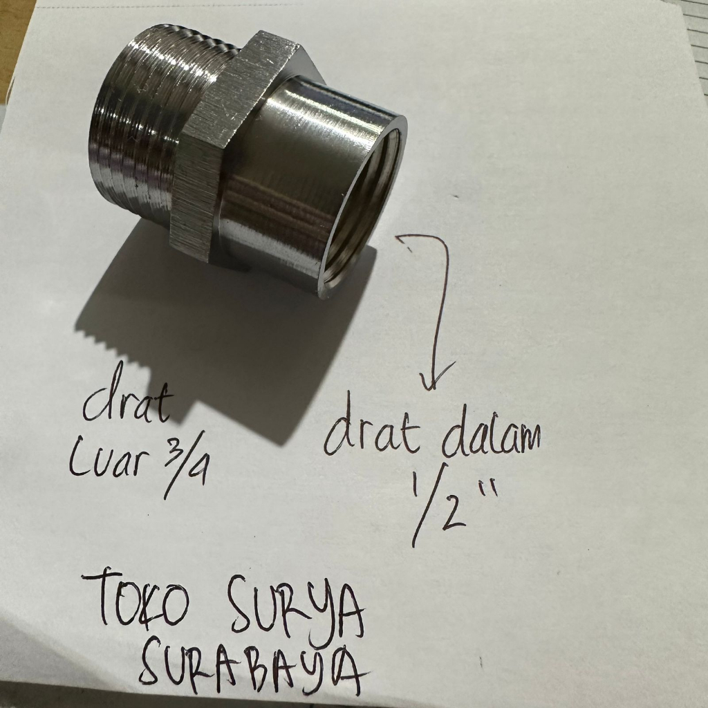 Jual SOk Kran 1/2" x 3/4" Pengubah Ukuran 3/4" x 1/2" Pengubah Ukuran 1/2" x 3/4" NEPEL SOK 3/4 ...
