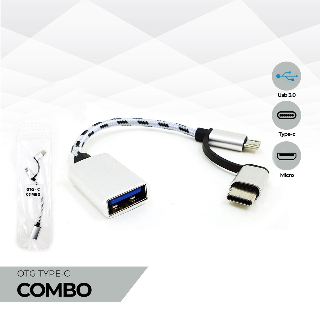 Jual OTG Kabel 2 in 1 Micro USB Type C Otg Combo to USB 3.0 Adapter ...