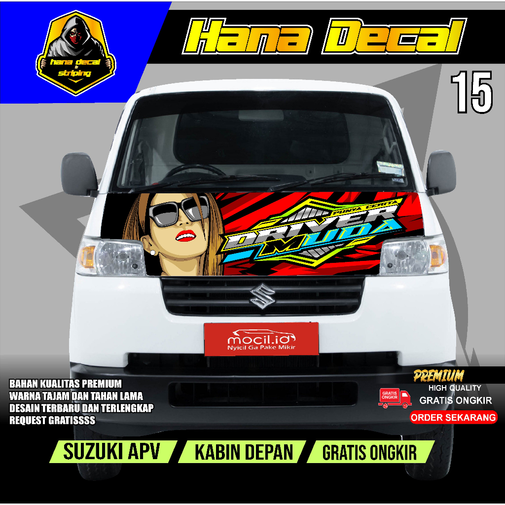 Jual STIKER KABIN DEPAN MOBIL APV PICKUP HANA DECAL KODE 15 | Shopee ...
