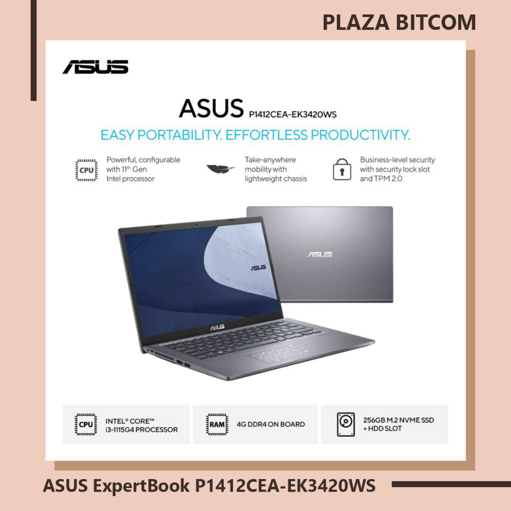 Jual ASUS ExpertBook P1412CEA-EK3420WS Ci3-1115G4 4G 256G SSD W11+OHS 21 | Shopee Indonesia