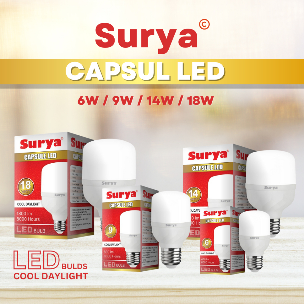 Jual Lampu LED Surya Capsule 6/9/14/18 Watt Putih Cool Daylight ...
