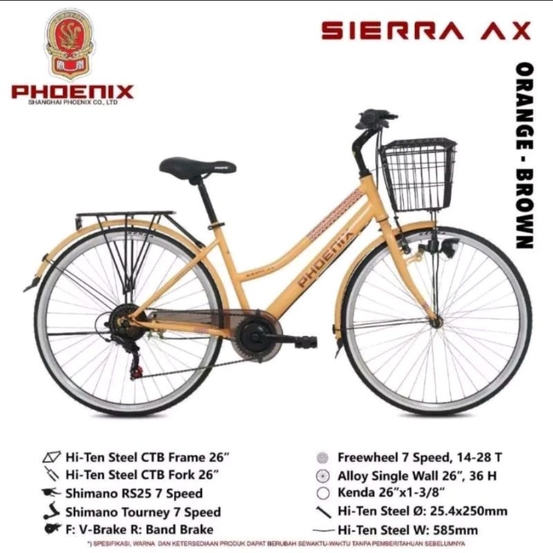 Jual SEPEDA PEREMPUAN DEWASA CEWEK MINI 26 INCH PHOENIX SIERRA AX ...