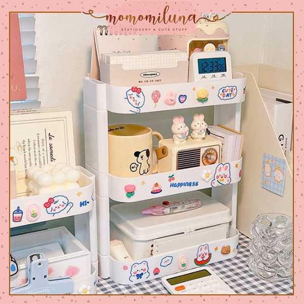 Jual Rak 2 tingkat dan 3 tingkat putih estetik free sticker multifungsi ...