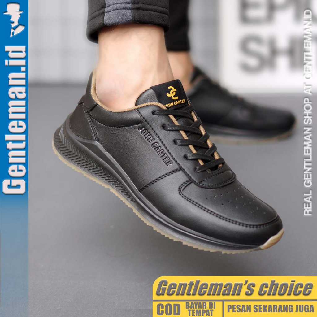Jual GENTLEMAN Phoenix Sepatu Kerja Sneakers Pria Full Hitam Original ...