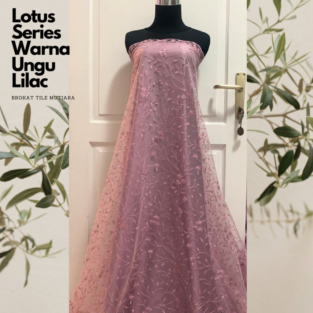 Jual Bahan Kain Kebaya Brokat Brukat Tile Mutiara Lotus New Series ...