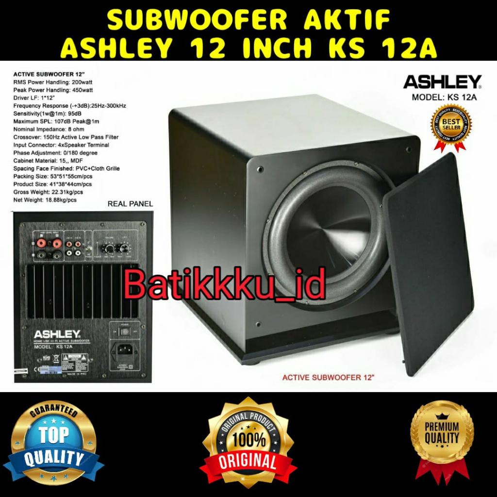 Jual SUBWOOFER AKTIF ASHLEY KS 12A KS12A KS 12 A KS12 ORIGINAL 12 INCH ...