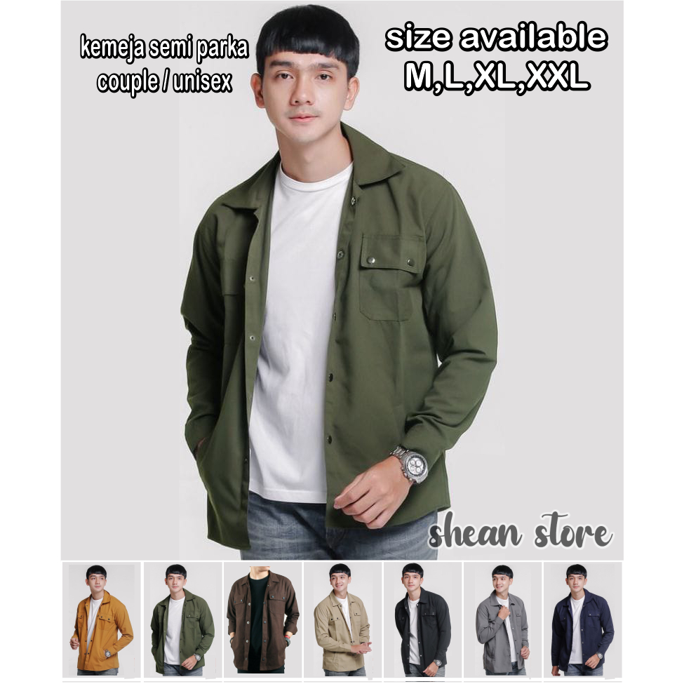 Jual jaket semi parka couple set korean style - kemeja semi parka outer ...