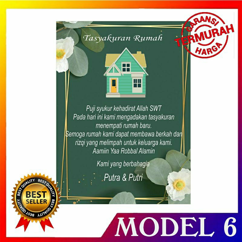Jual stiker / kartu tasyakuran pindahan rumah baru syukuran pindah ...
