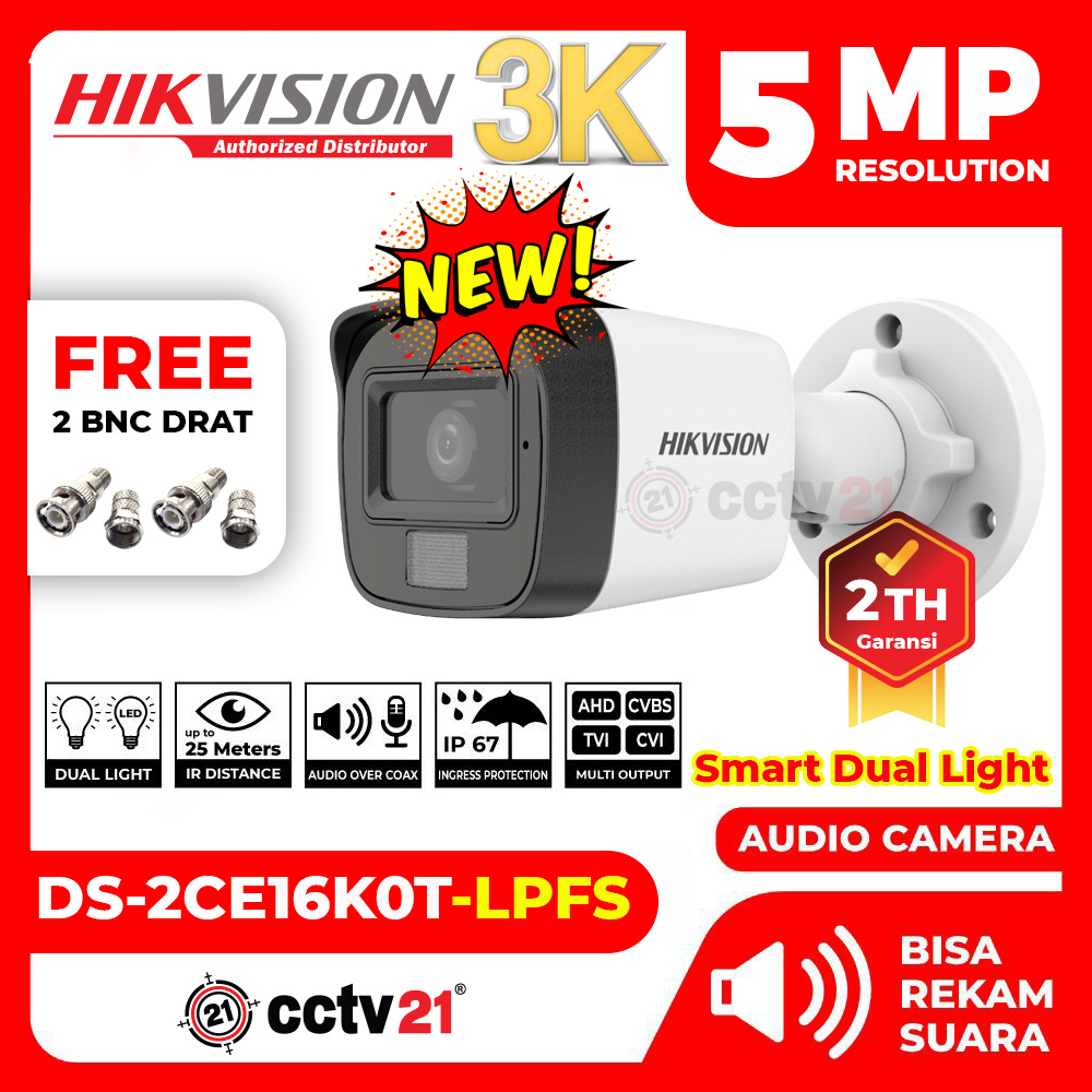 Jual CCTV HIKVISION DS-2CE16K0T-LPFS 5MP 3K DUAL LIGHT AUDIO COLORVU Outdoor Bullet | Shopee ...