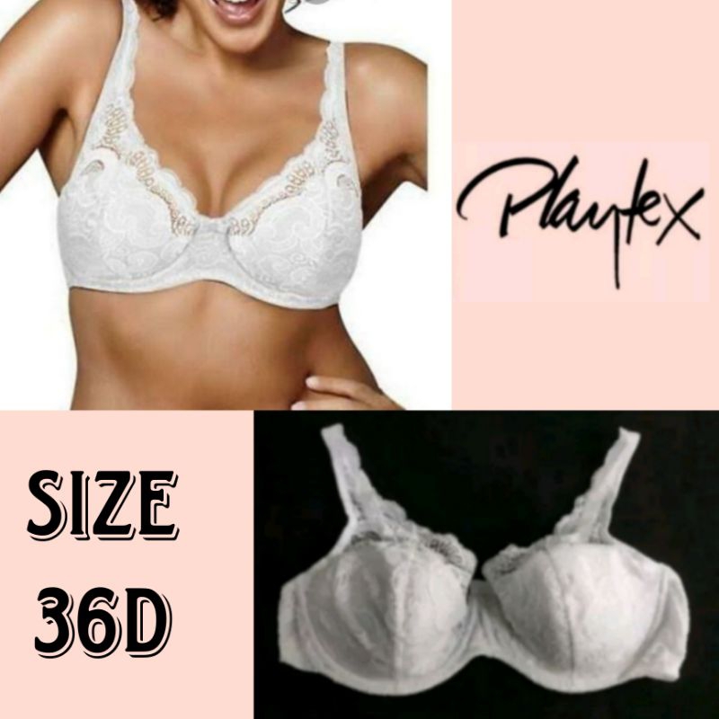 Jual Bra Putih Brukat Playtex / kawat dengan Busa Tipis [Size 36D ] | Shopee Indonesia