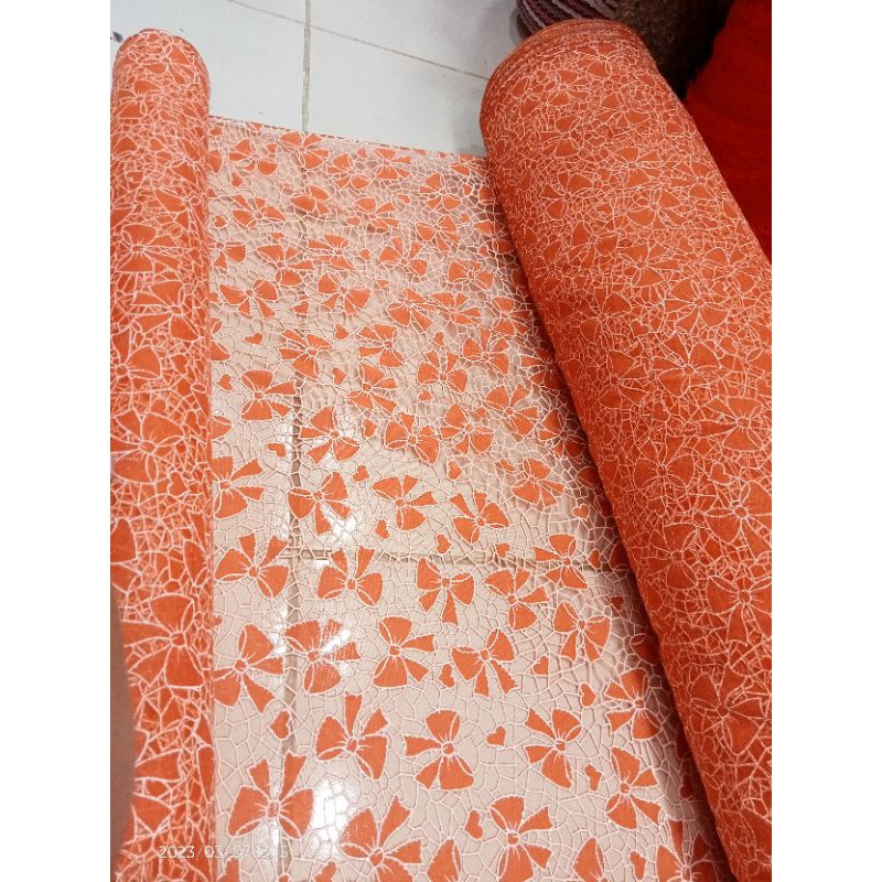 Jual ¹/² Meter kain Tile sitru motif kembang/kain Tulle motif kembang ...