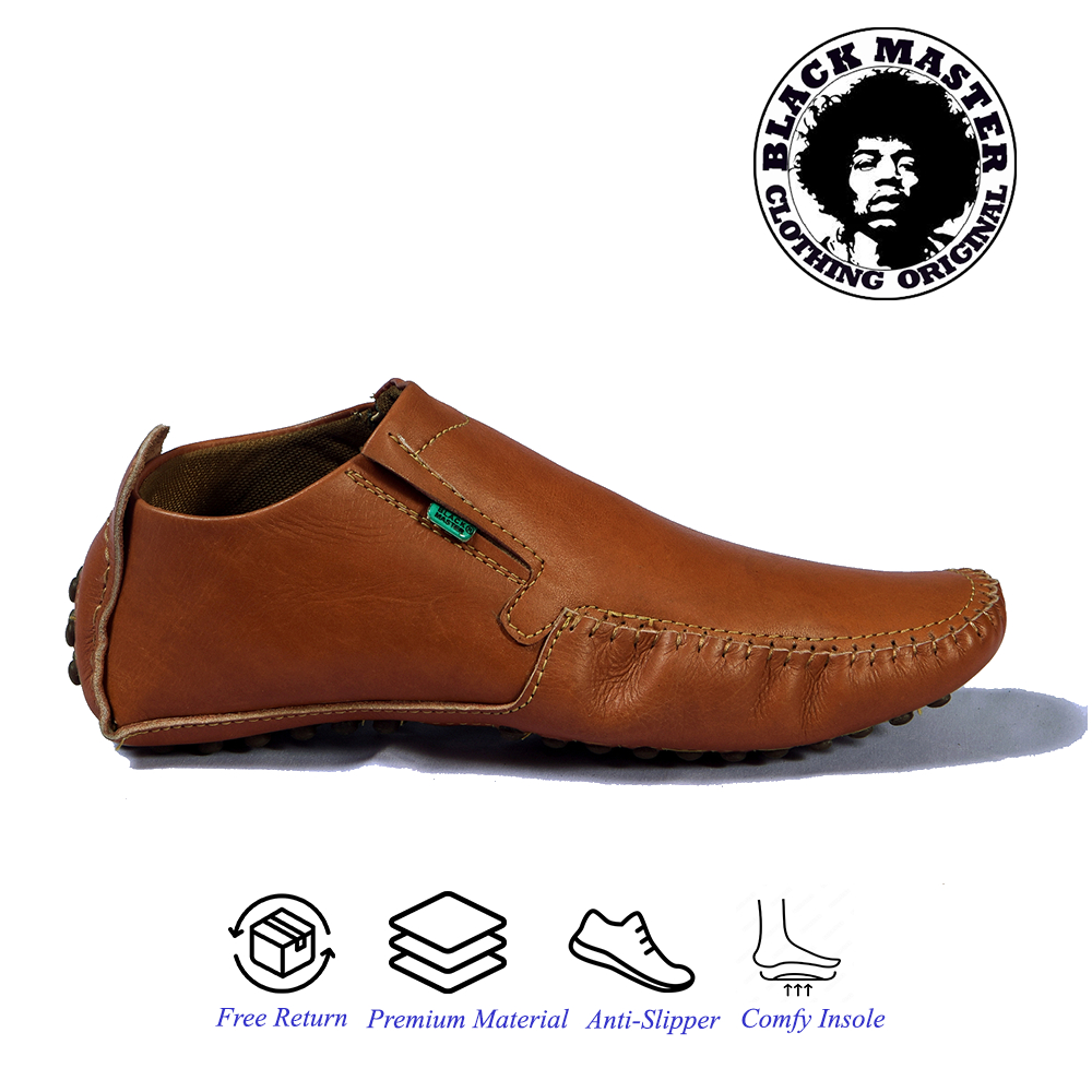 Jual BLACK MASTER Sepatu Slip-On Slop Pria Kulit Alien Sepatu Kerja ...