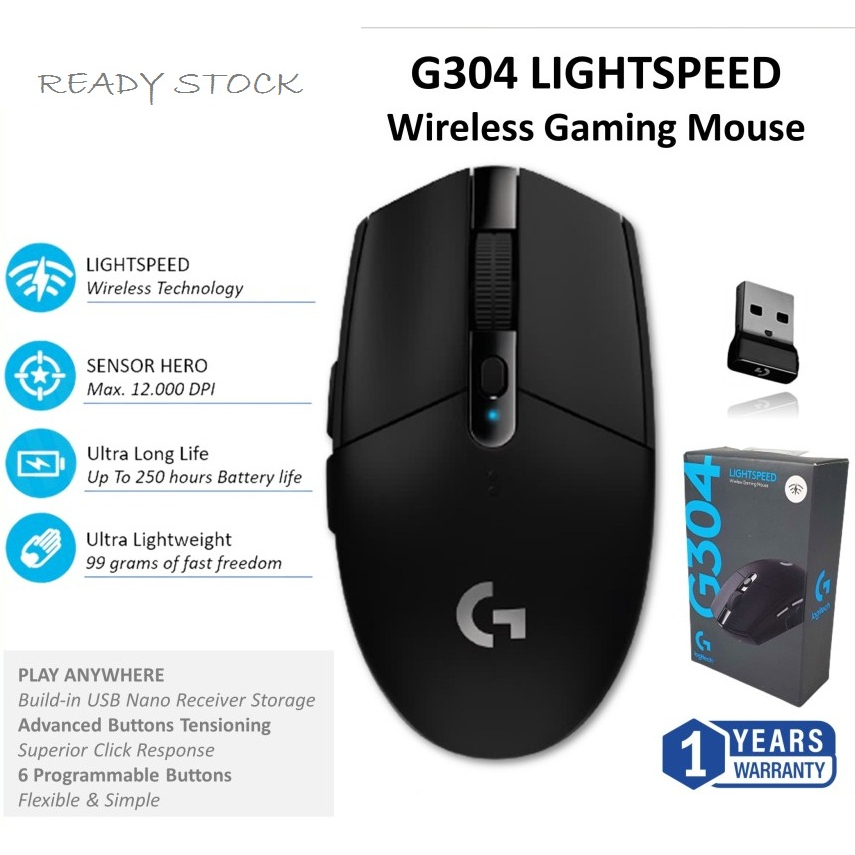 Jual Logitech G304 Lightspeed Wireless Gaming Mouse Sensor 12K DPI ...