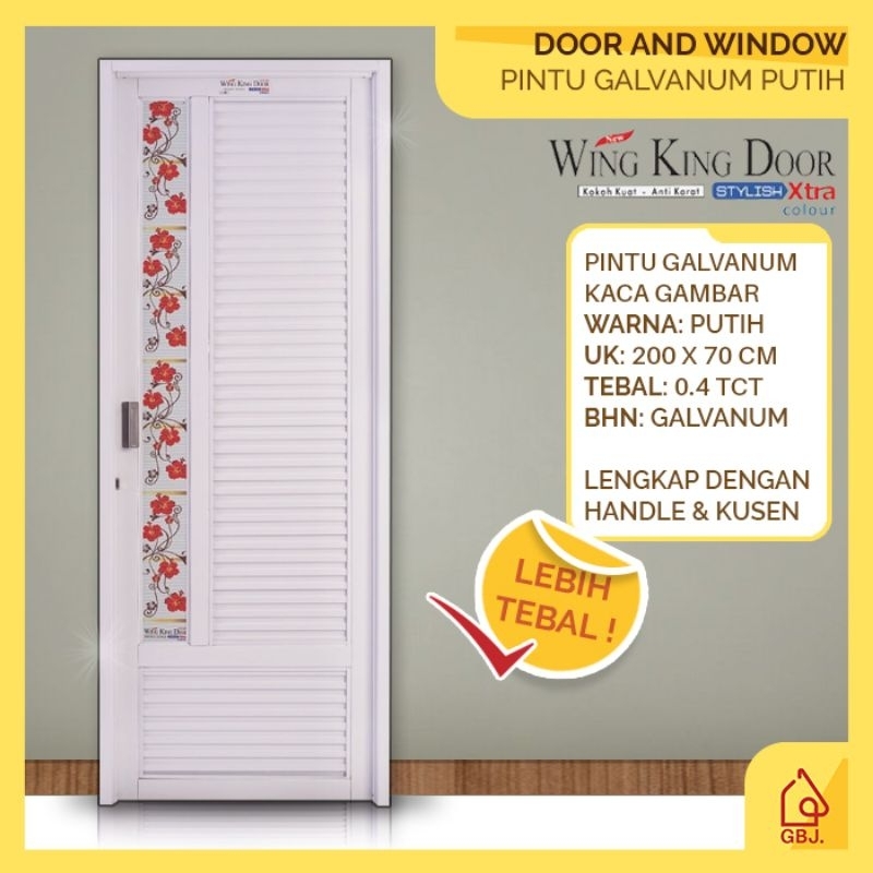 Jual PINTU GALVALUM KACA MOTIF PUTIH WING KING 200 X 70 + KUSEN ...
