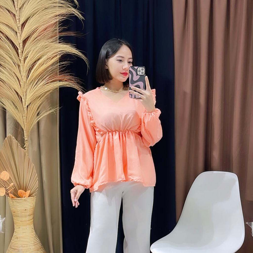 Jual RX Fashion - Elsa Blouse Katun Twistcone -BN | Shopee Indonesia