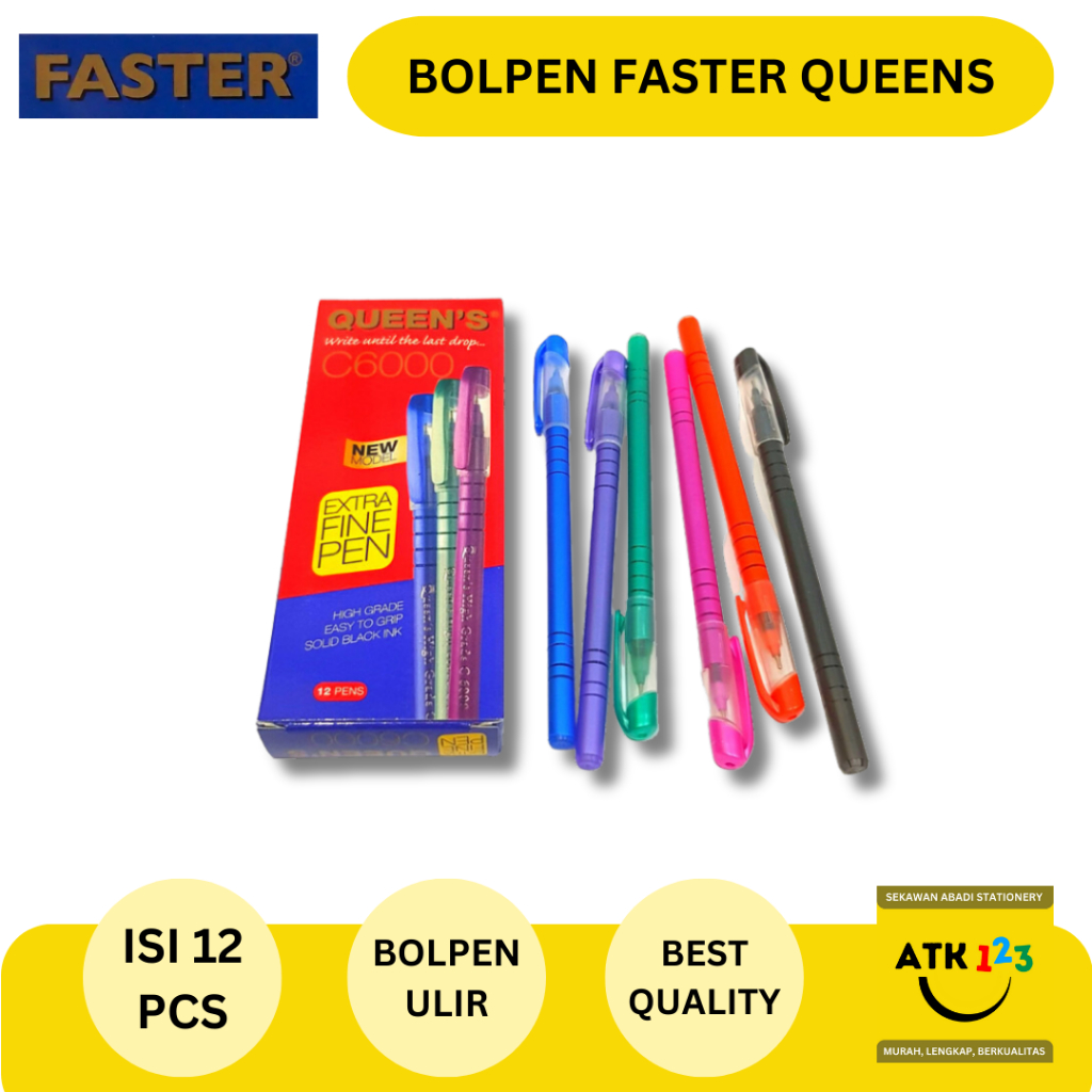 Jual FASTER Ballpoint / Bolpen / Pulpen Faster Queen's C6000 Extra Fine ...