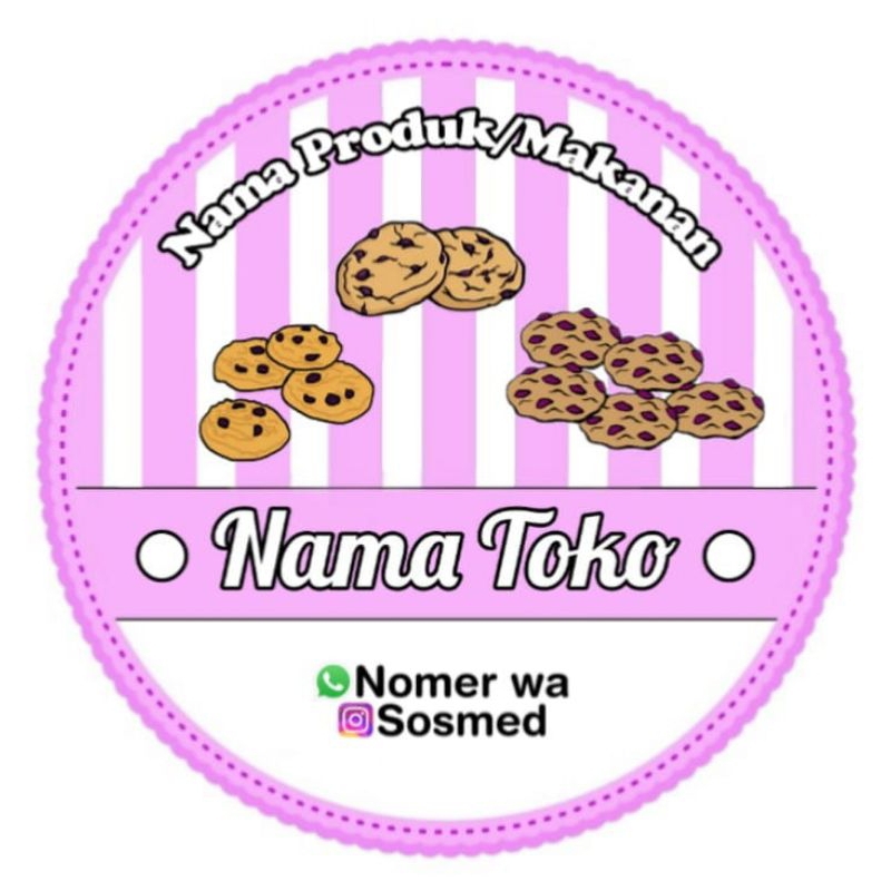Jual (MINIMAL ORDER 100 PCS) Stiker Produk Cookies Motif Cookies Ungu ...