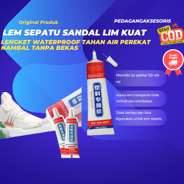 Jual Lem Sepatu Sandal Lim Kuat 50-60ml Lengket Waterproof Tahan Air ...