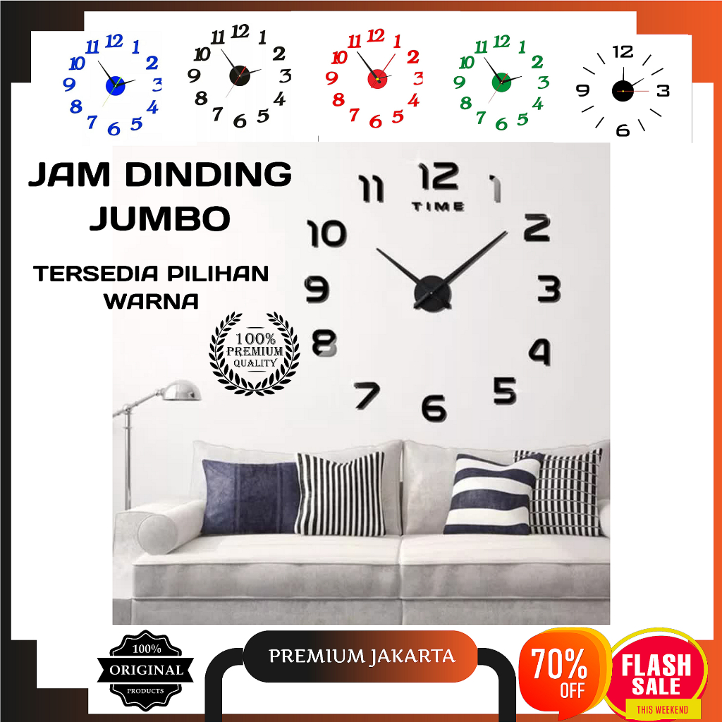 Jual Jam Tempel Dinding Analog / Jam DIY Angka Aesthetic Jumbo 3D ...